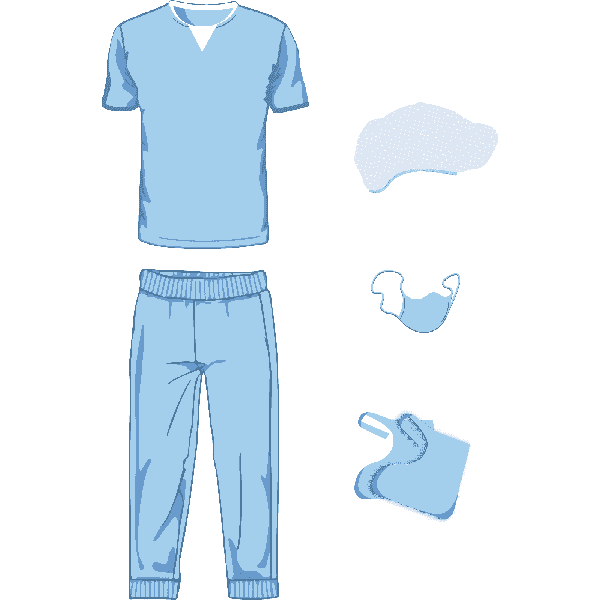 Complete Operating Room Uniform - Pants, Scrubs, Face Mask, Cap and Su ...